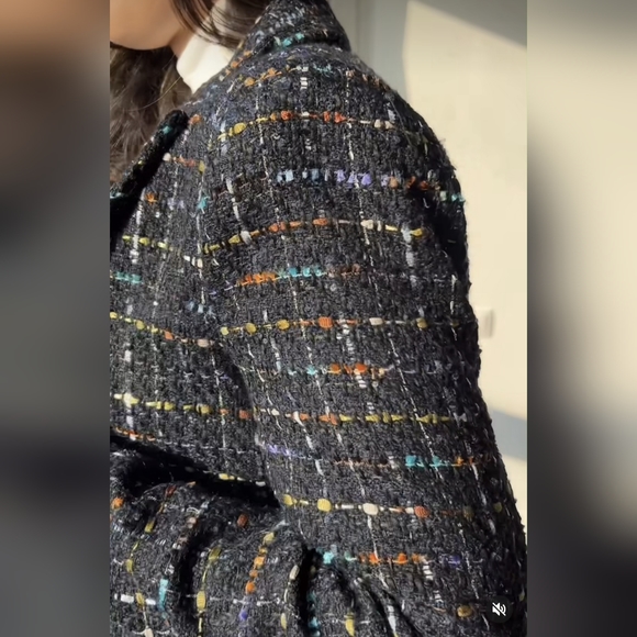 Zara | Jackets & Coats | Zara New Textured Tweed Blazer Multicolor ...